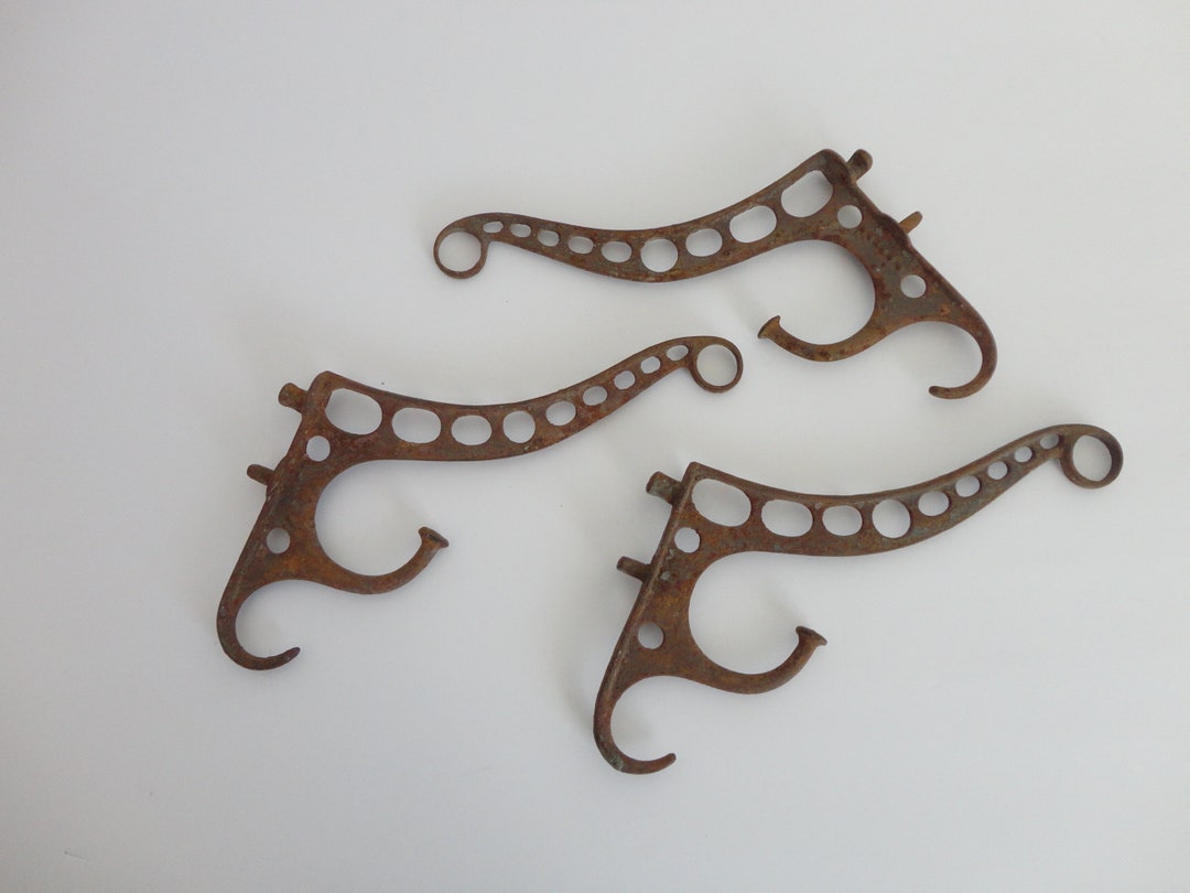 ANTIQUE Trio of Metal HOOKS Architectural Salvage Hooks Rusty Worn ...