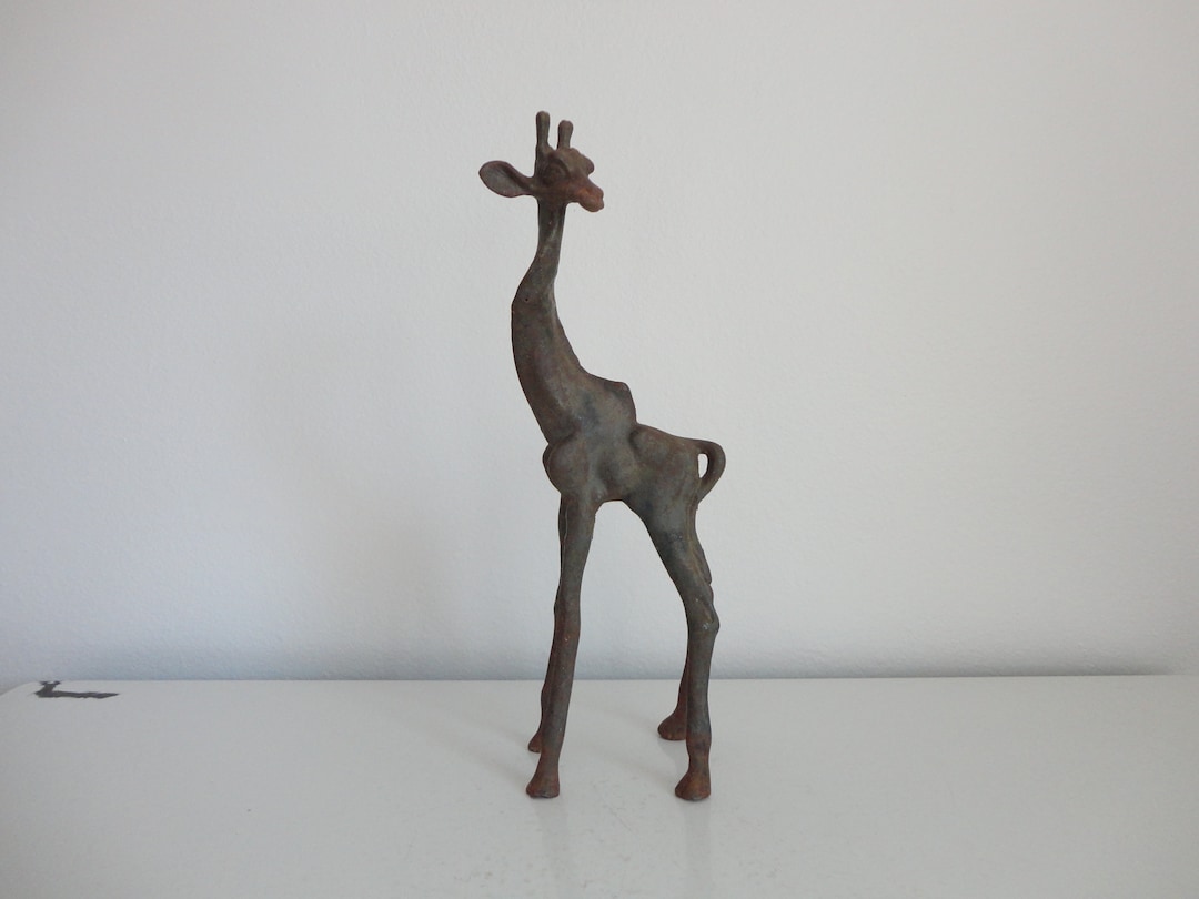 VINTAGE Heavy Duty Metal GIRAFFE FIGURINE - Giraffe Decor - Porch ...