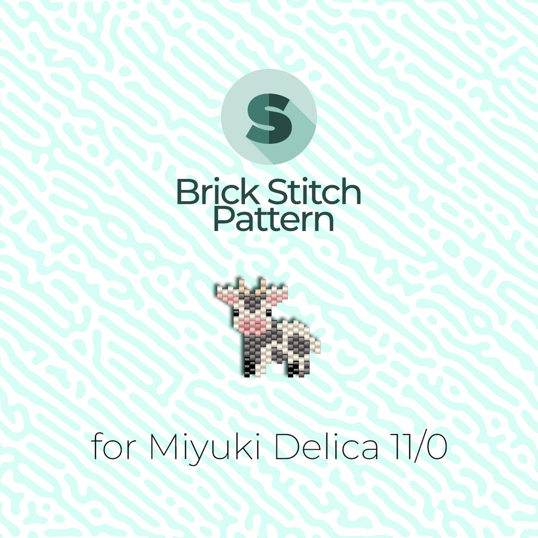 Mini Cow Brick Stitch Pattern and Peyote Pattern - for Miyuki Seed ...