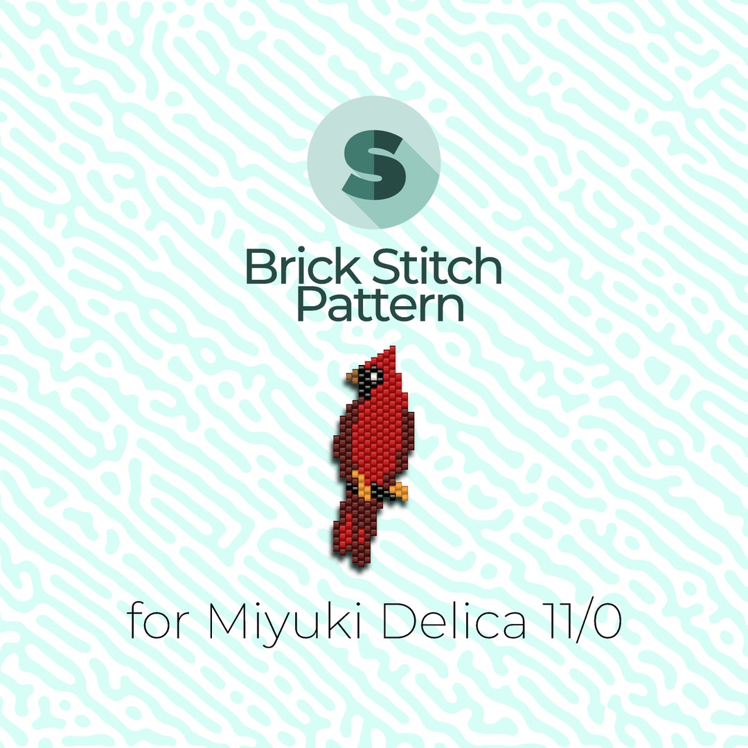 Red Cardinal Bird Brick Stitch Pattern and Peyote Pattern - for Miyuki ...