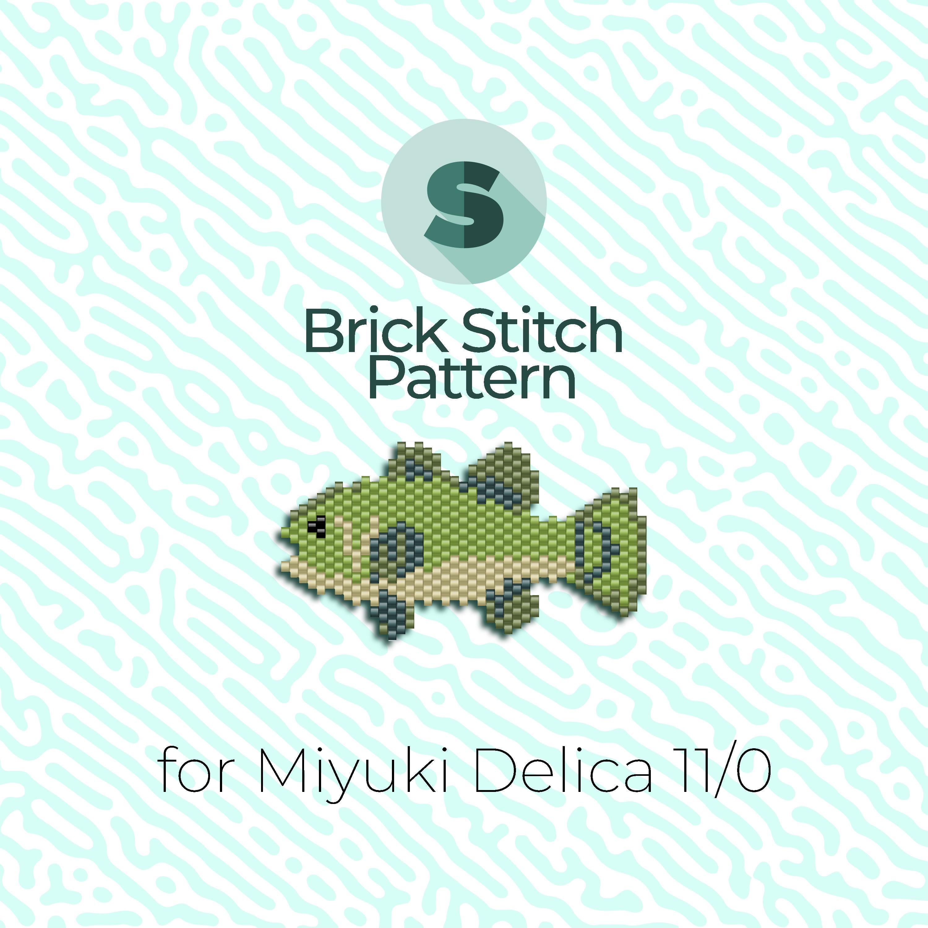 Bass Fish Brick Stitch Pattern and Peyote Pattern for Miyuki Seed Beads ...