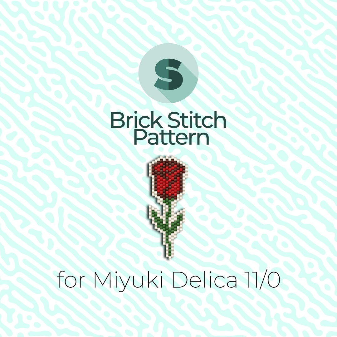 Red Rose Brick Stitch Pattern and Peyote Pattern - for Miyuki Seed ...