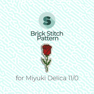 Red Rose Brick Stitch Pattern and Peyote Pattern - for Miyuki Seed ...