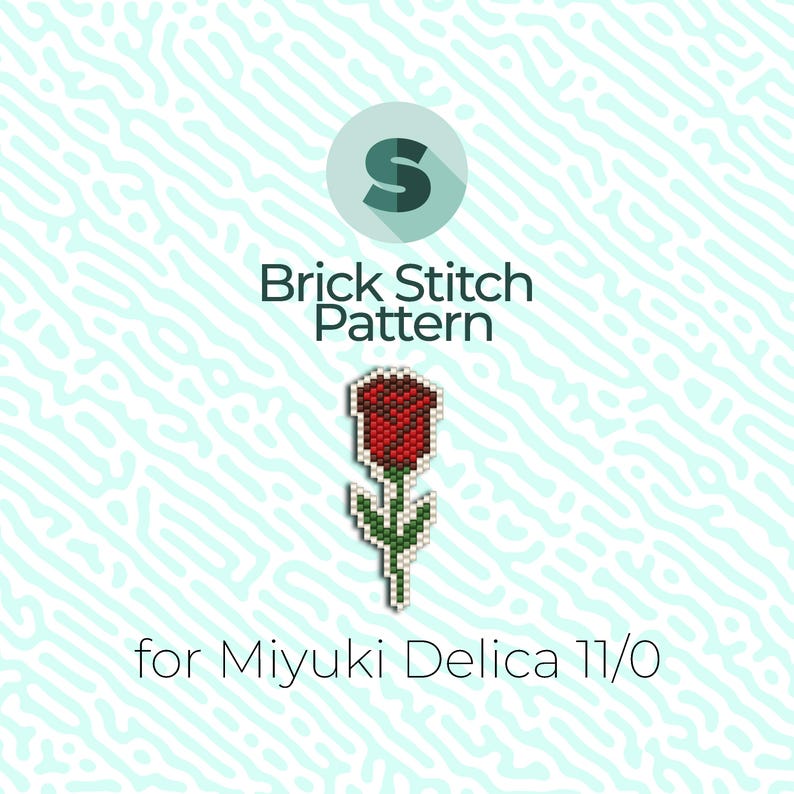 Red Rose Brick Stitch Pattern and Peyote Pattern - for Miyuki Seed ...