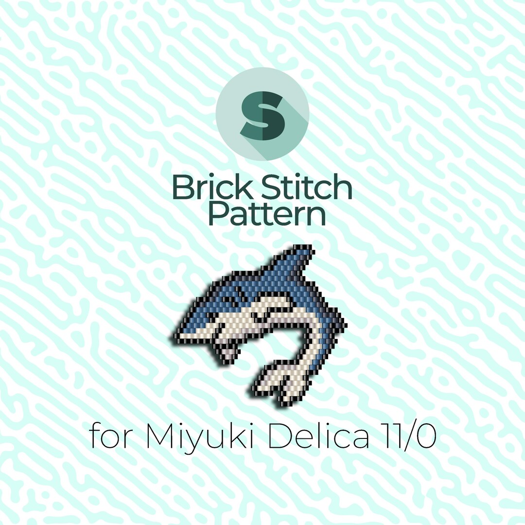 Blue Shark Brick Stitch Pattern and Peyote Pattern - for Miyuki Seed ...