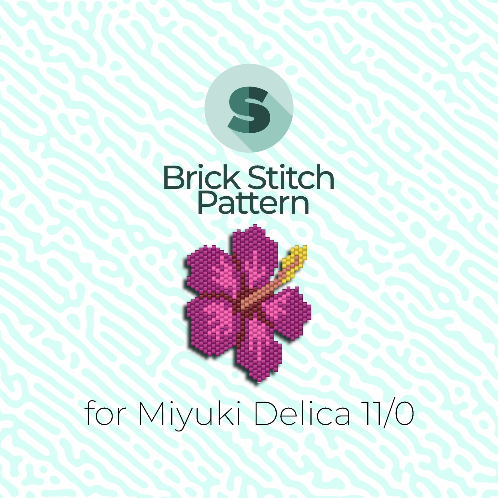 Magenta Hibiscus Brick Stitch Pattern and Peyote Pattern - for Miyuki ...