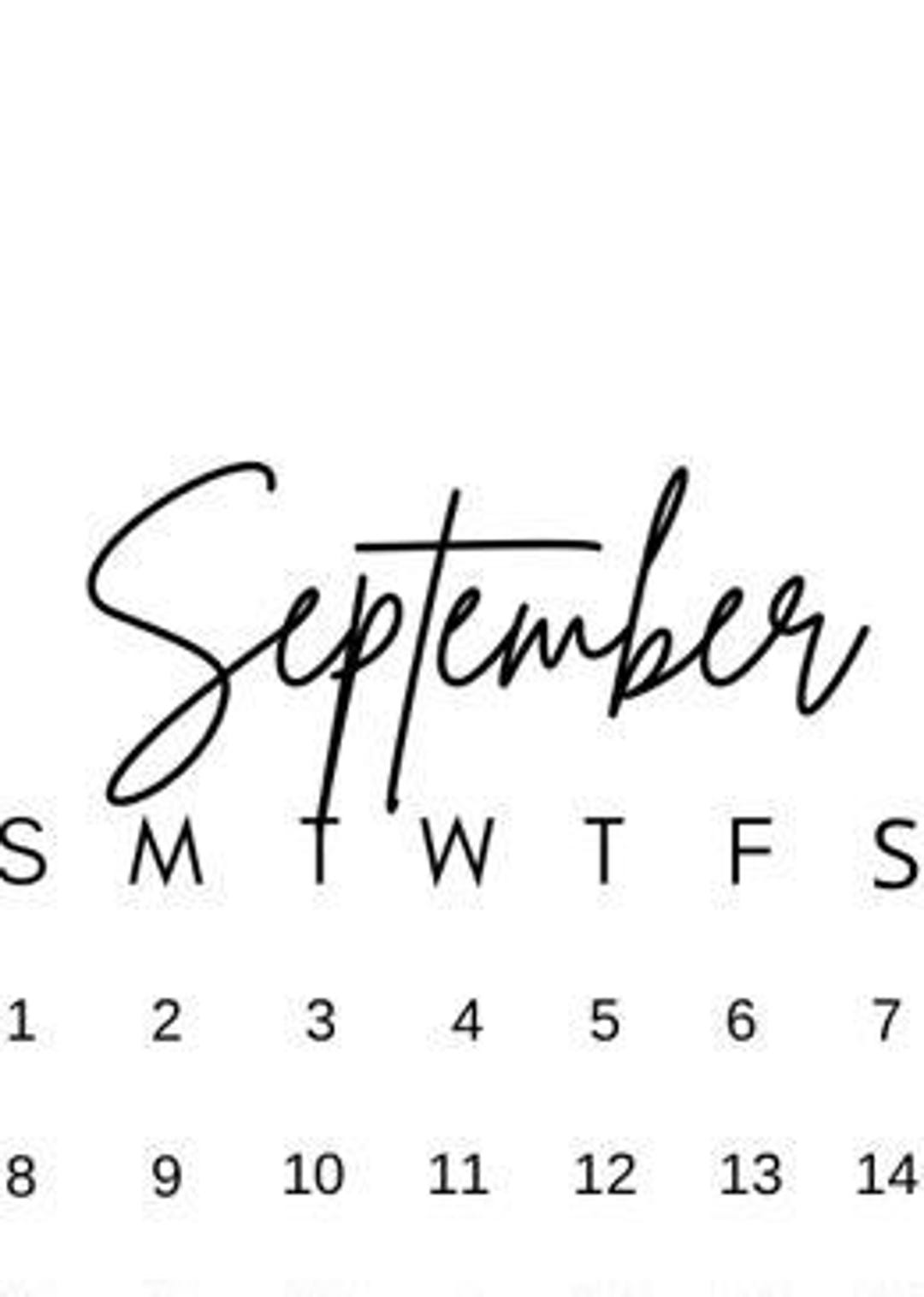Digital September Calendar - Etsy