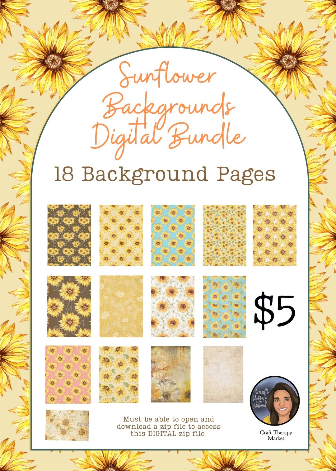 Sunflower Backgrounds Digital Bundle - Etsy