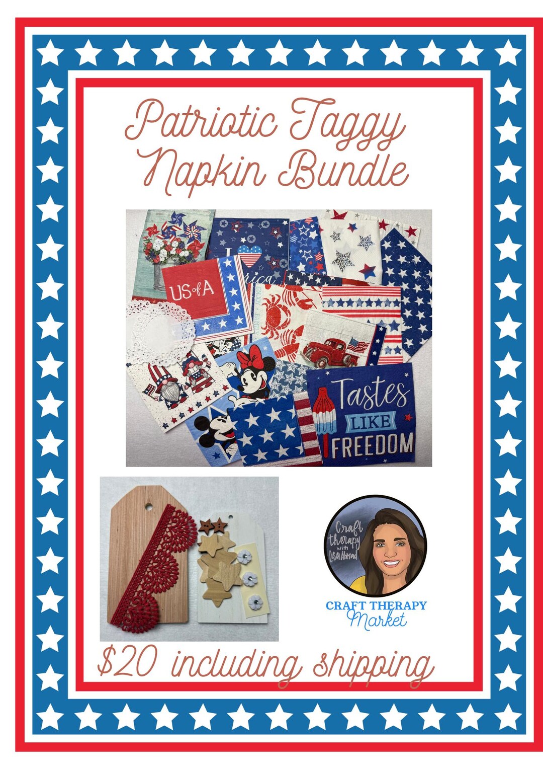 Patriotic Tags & Napkin Bundle - Etsy