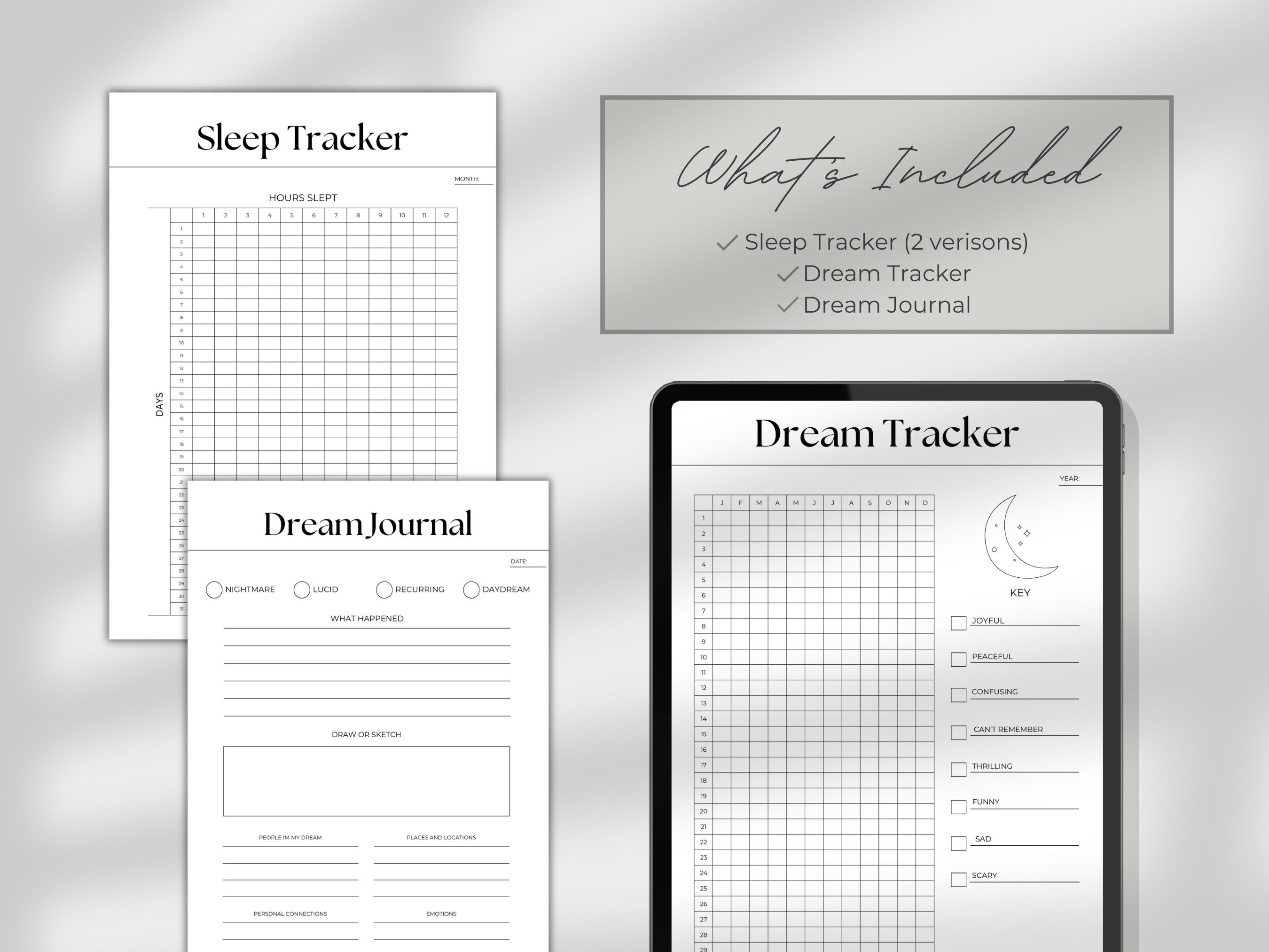 Sleep Tracker Printable, Digital Dream Journal, Dream Tracker, Sleep ...