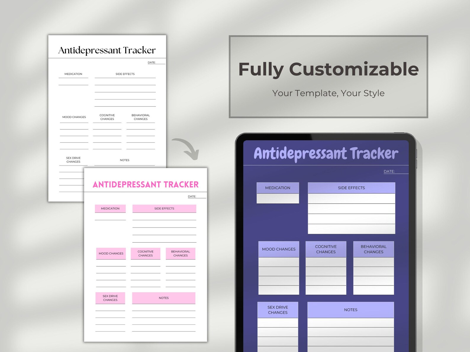 Printable Antidepressant Tracker, Daily Medication Tracker, Side ...