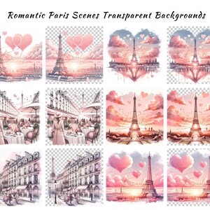 Paris Love Story Watercolor Clipart | Hand-drawn Digital Illustrations ...