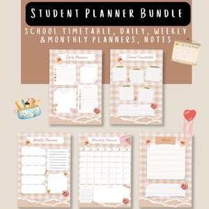 Student Planner Bundle: School Timetable, Daily & Weekly Planners ...
