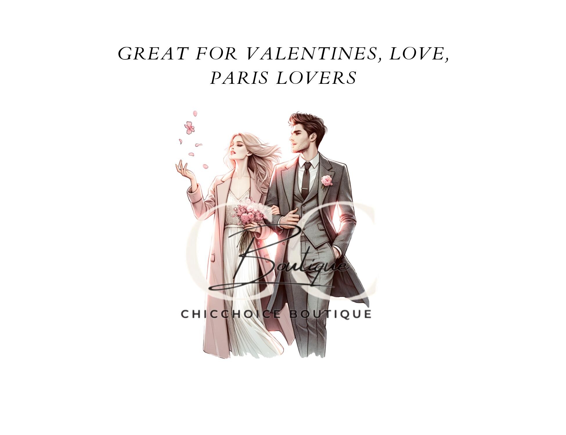 Paris Love Story Watercolor Clipart | Hand-drawn Digital Illustrations ...