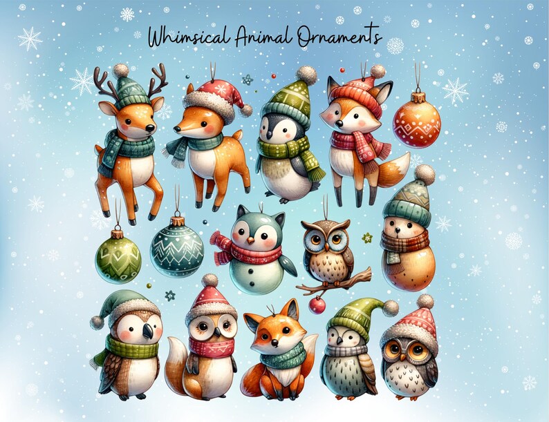 Christmas Tree Decoration Clipart Set, 3 Christmas Trees, 5 Ornament ...