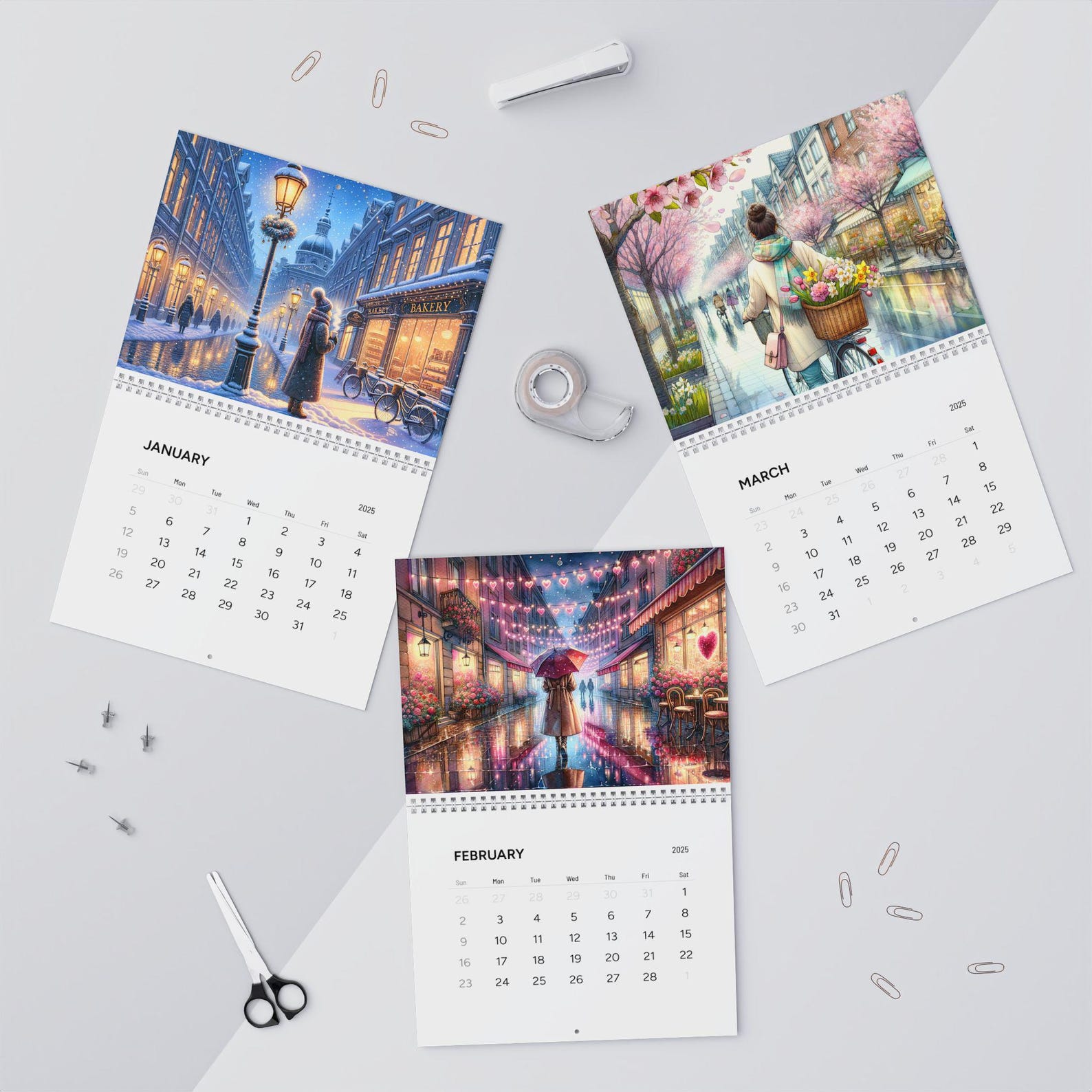 2025 Wall Calendars, Urban Elegance City Scenes, Vibrant Season Art ...