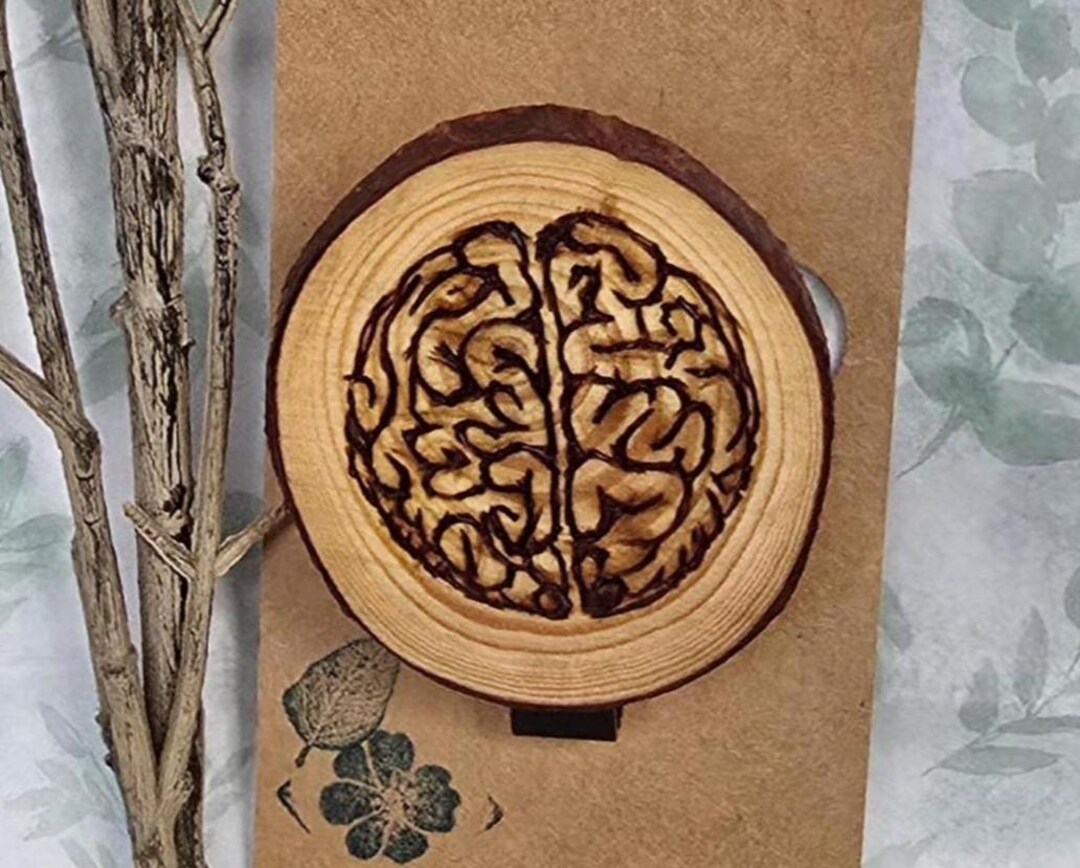 MRI Safe Wood-burned Brain Badge Reel - Healthcare, MRI, Radiology - Etsy