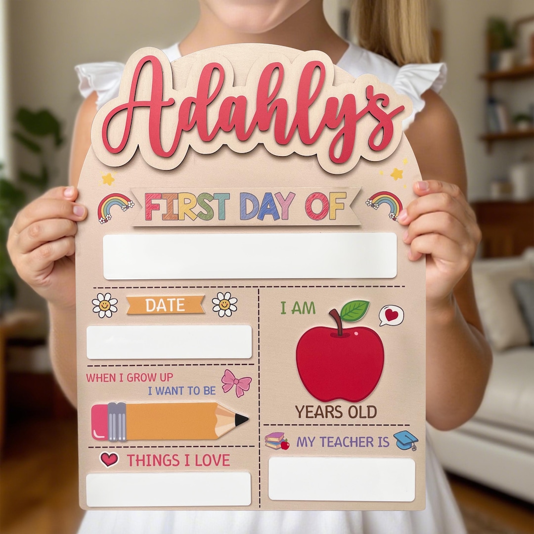 Custom First and Last Day School Sign, Kindergarten First Day of School ...