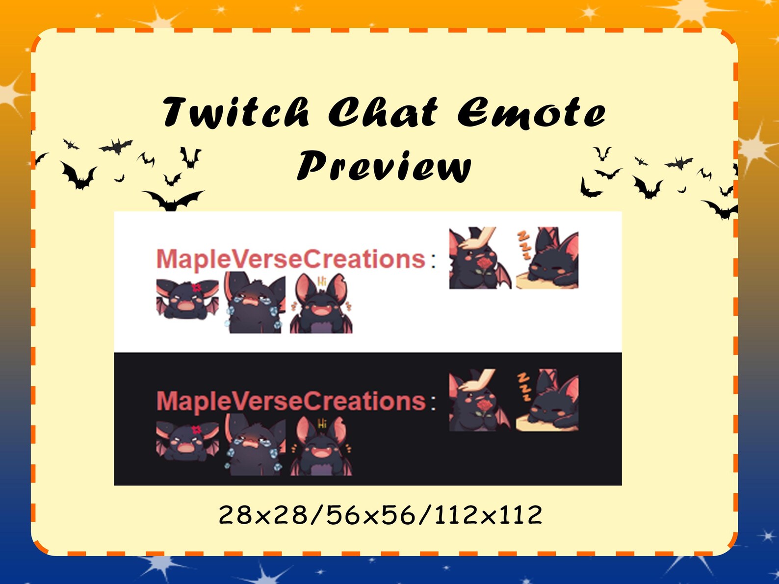 Halloween Bat Emotes for Streamers Cute Bat Twitch Emote Set Bat Emote ...