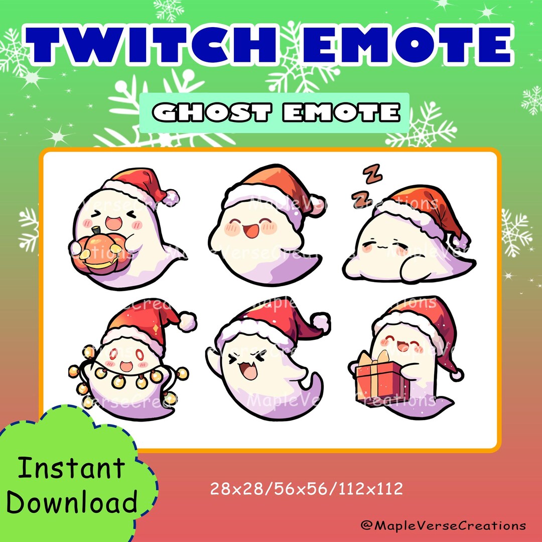 Christmas-themed Ghost Twitch Emotes Cute Holiday Ghost Emotes Twitch ...