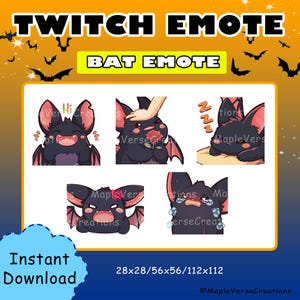 Halloween Bat Emotes for Streamers Cute Bat Twitch Emote Set Bat Emote ...
