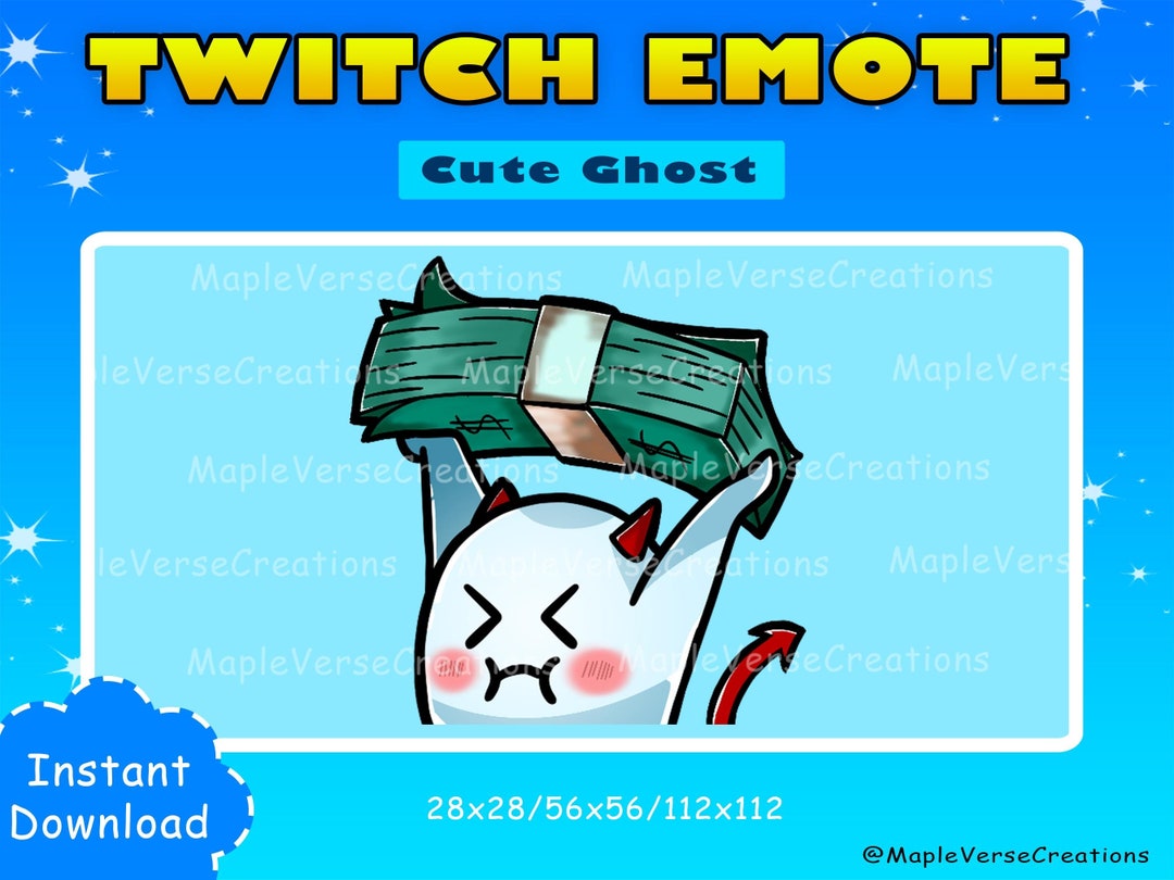 Cute Ghost Twitch Emote Holding Money Funny Money-themed Ghost Twitch ...