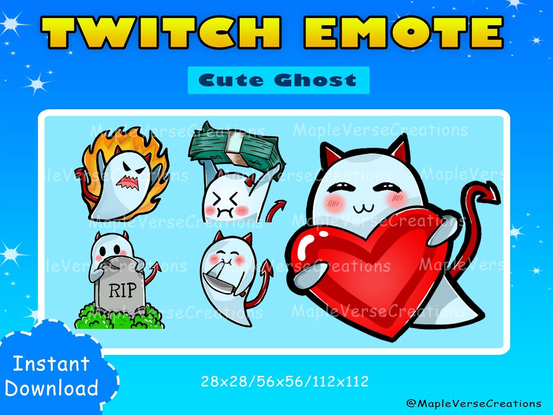 Cute Ghost Twitch Emote Pack for Streamers Cute Ghost Emoji Set for ...