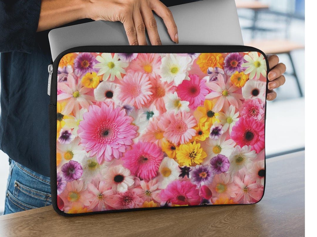 African Daisy Laptop Sleeve, Gerbera Daisies, Dual Zipper, Protective ...