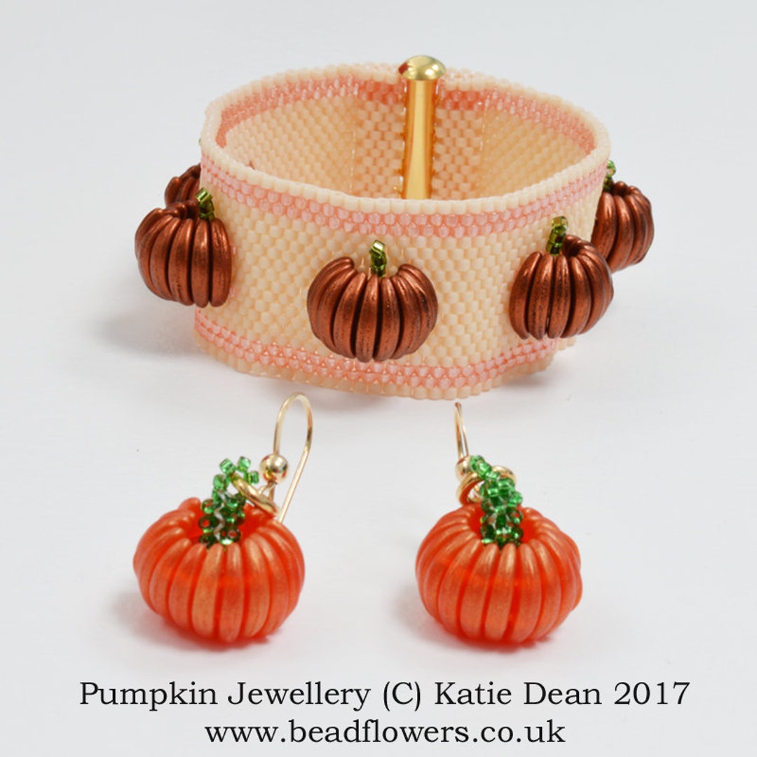 Pattern / Tutorial for Beaded Halloween Jewelry Set: Pumpkin Design - Etsy