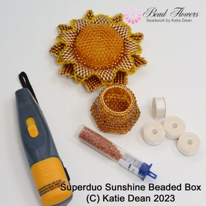 Superduo Sunshine Beaded Box Tutorial Using Superduos, Seed Beads and ...