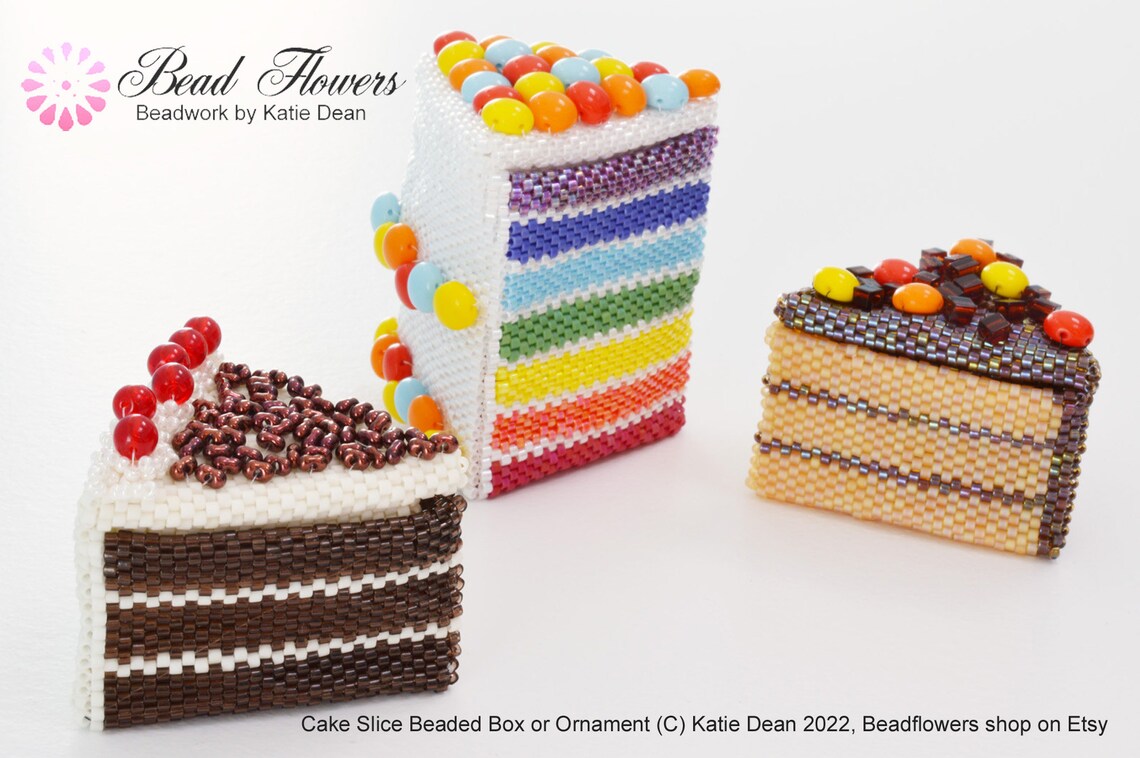 Cake Slice Beaded Box or 3D Peyote Ornament Beading Pattern/tutorial ...