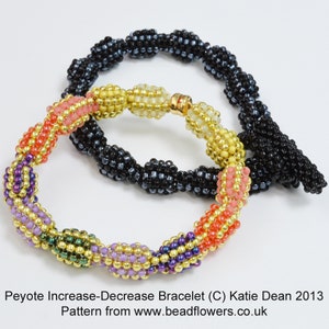 Peyote Stitch Increase Decrease Bracelet or Necklace Tutorial Designed for Beginners by Katie ...