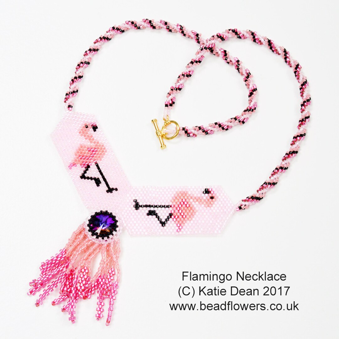 Flamingo Beaded Necklace Tutorial. Peyote Stitch Beading Pattern to ...