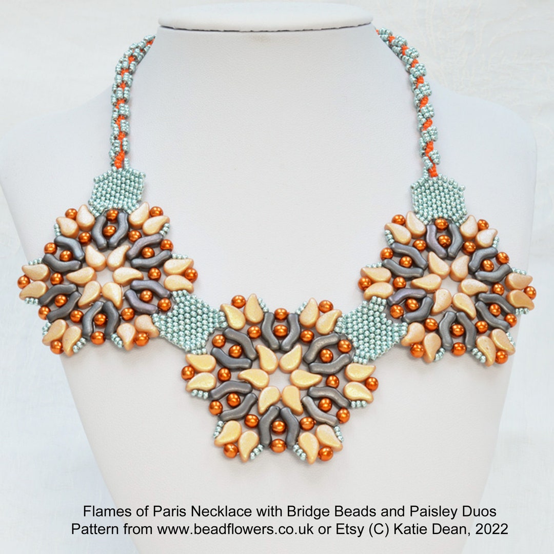 Paisley Duo Bridge Bead Necklace Pattern: Flames of Paris Design Using ...