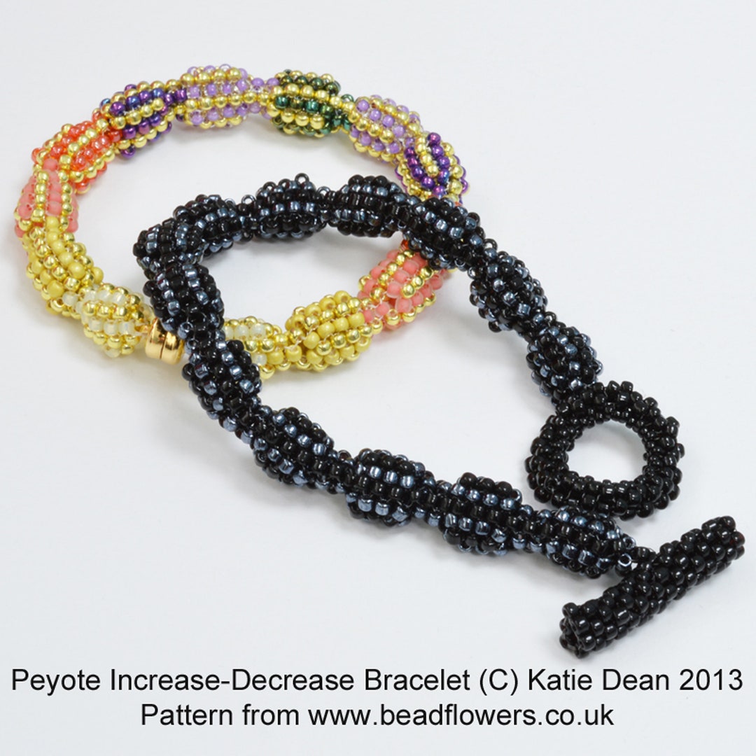 Peyote Stitch Increase Decrease Bracelet or Necklace Tutorial Designed for Beginners by Katie ...