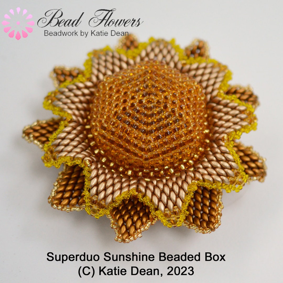 Superduo Sunshine Beaded Box Tutorial Using Superduos, Seed Beads and ...