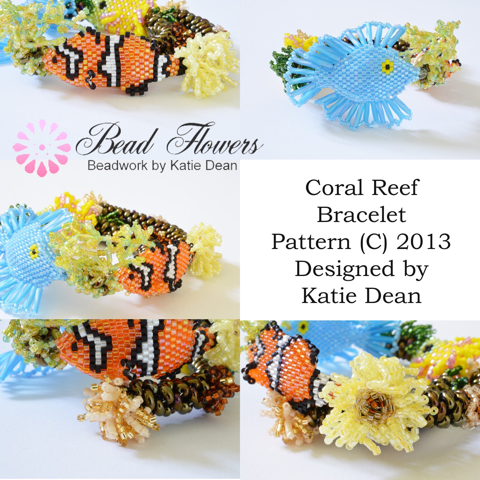 Beaded Fish Patterns to Make a Coral Reef Bracelet - Beading Tutorial ...