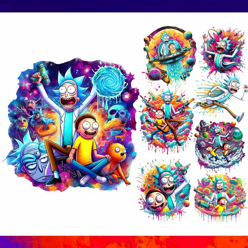 8 PNG Rick and Morty Splash and Watercolor Digital Design PNG File for ...