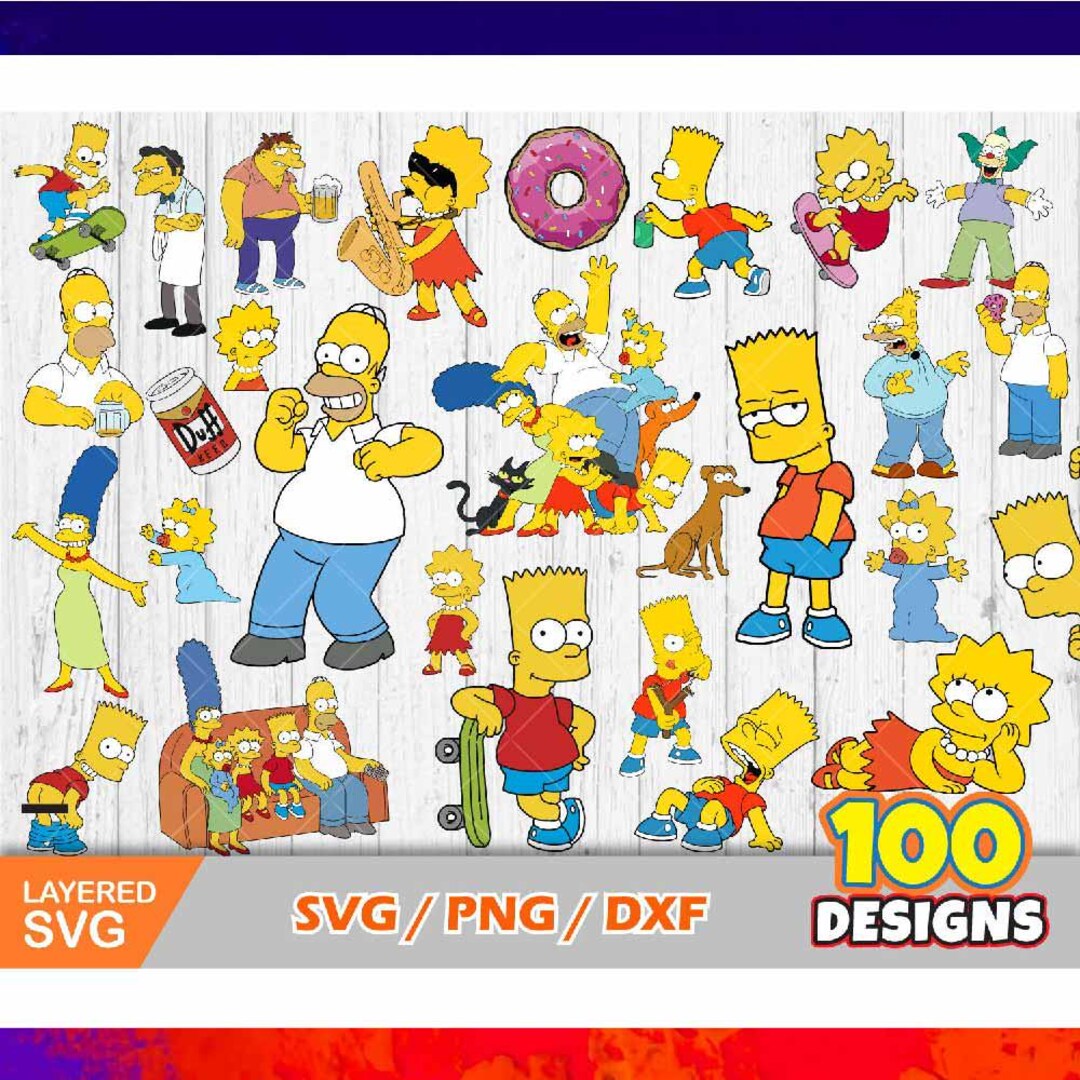 Simpsons Clip Art Bundle, Simpsons Svg Cut Files for Cricut ...