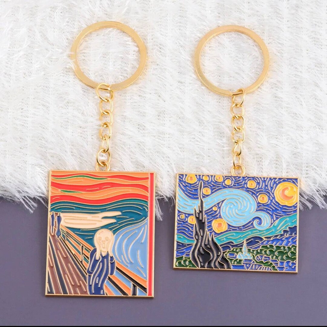 Art Enamel Keychains - Van Gogh's Starry Night & Munch's Scream ...