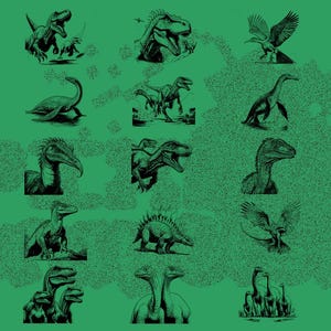 Dino Graphics Pack 50 Line Art Drawing Transparent PNG Files for T ...