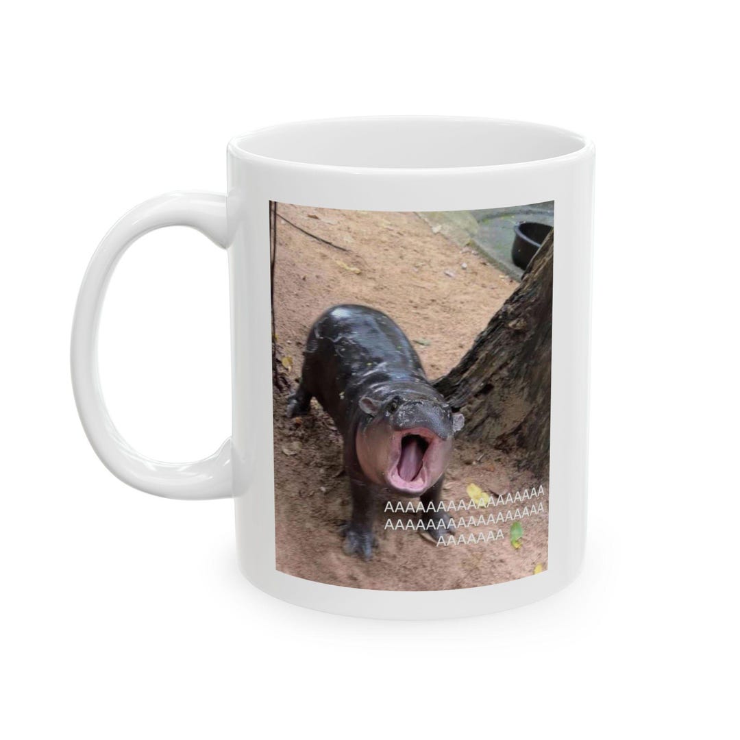 Ceramic Mug, Moo Deng the Hippo Mug, Cute Animal Mug, Cute Hippo Mug ...