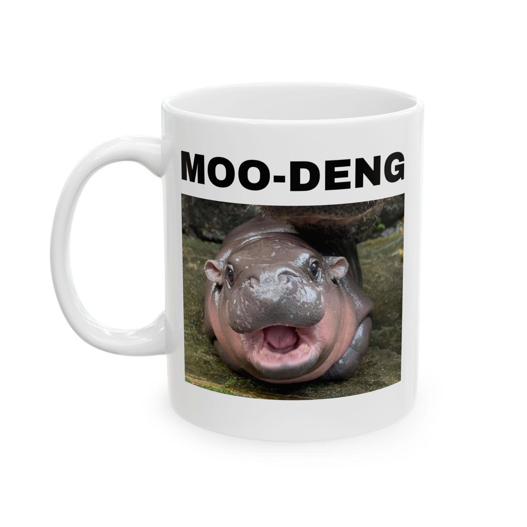 Ceramic Mug Moo Deng the Hippo, Cute Animal Coffee Cup, Funny Hippo Mug ...