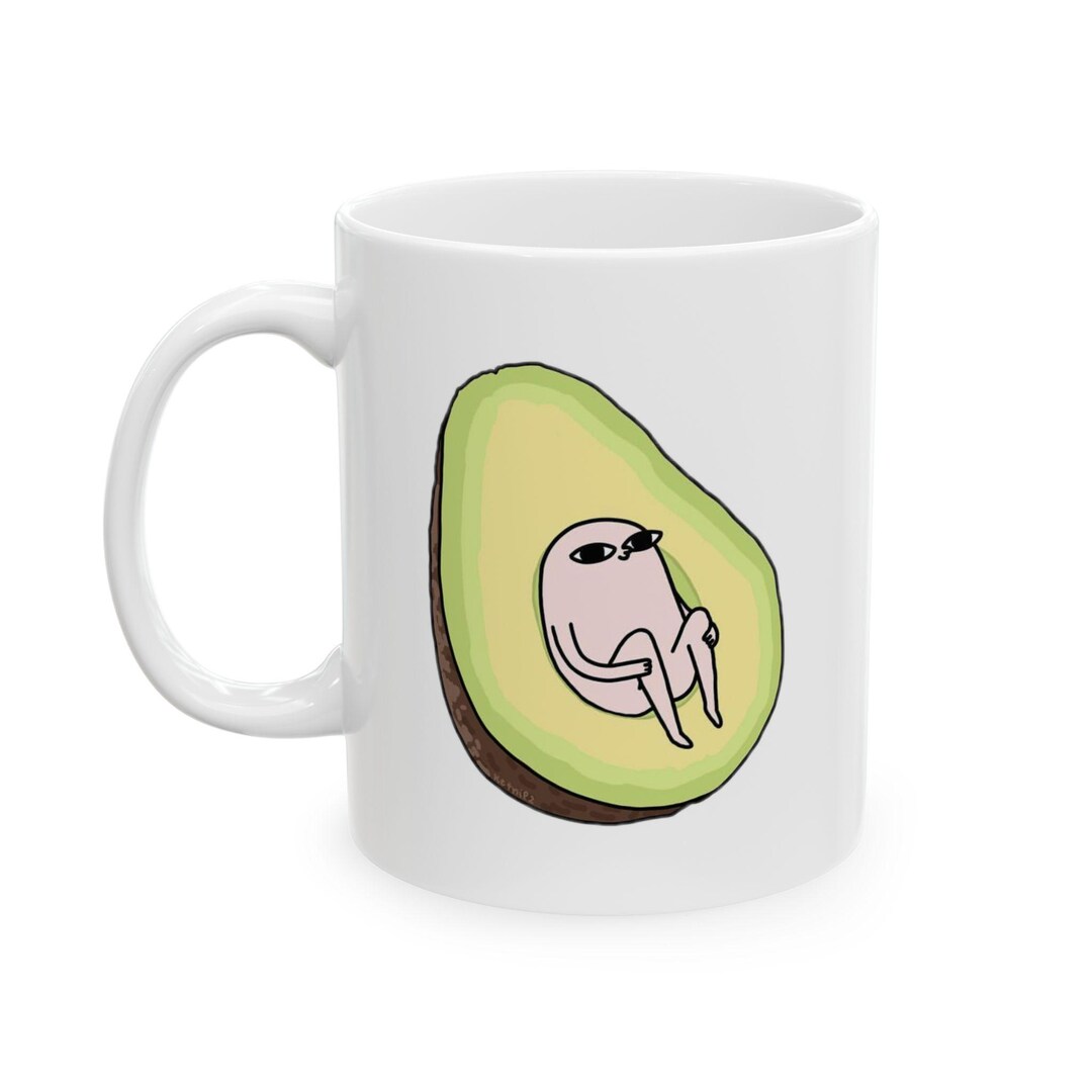 Avocado Ceramic Mug, Cute Cartoon Avocado Design, Funny Kitchen Mug ...
