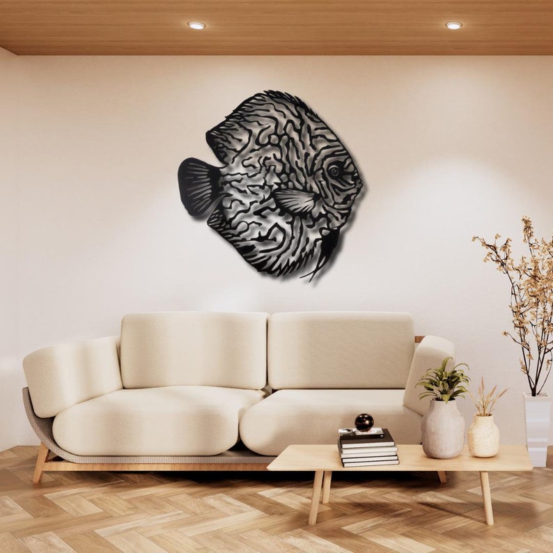 Discus Fish Metal Wall Art, Fish Bathroom Wall Art, Housewarming Gift ...