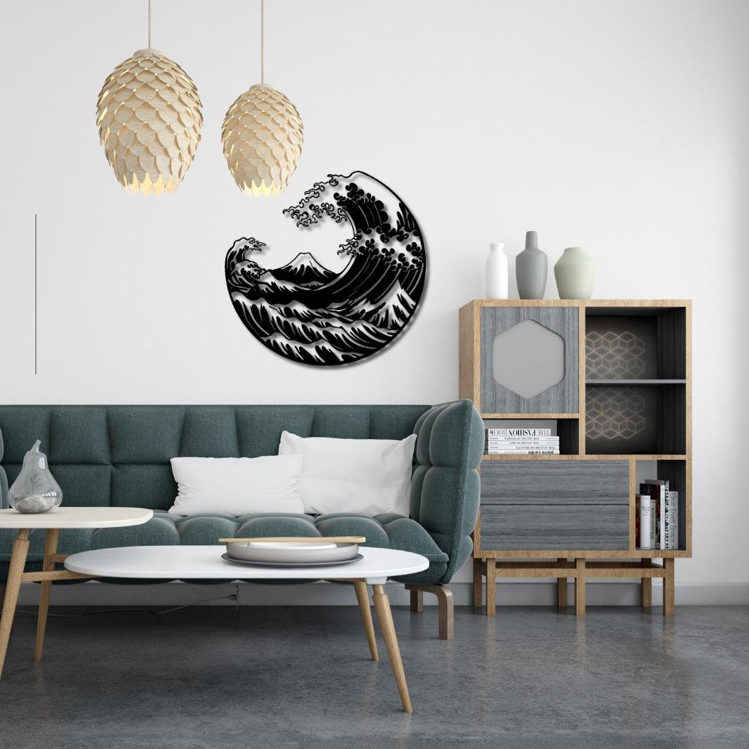 Great Wave Metal Wall Art, Hokusai Wall Decor, Kanagawa by Hokusai ...