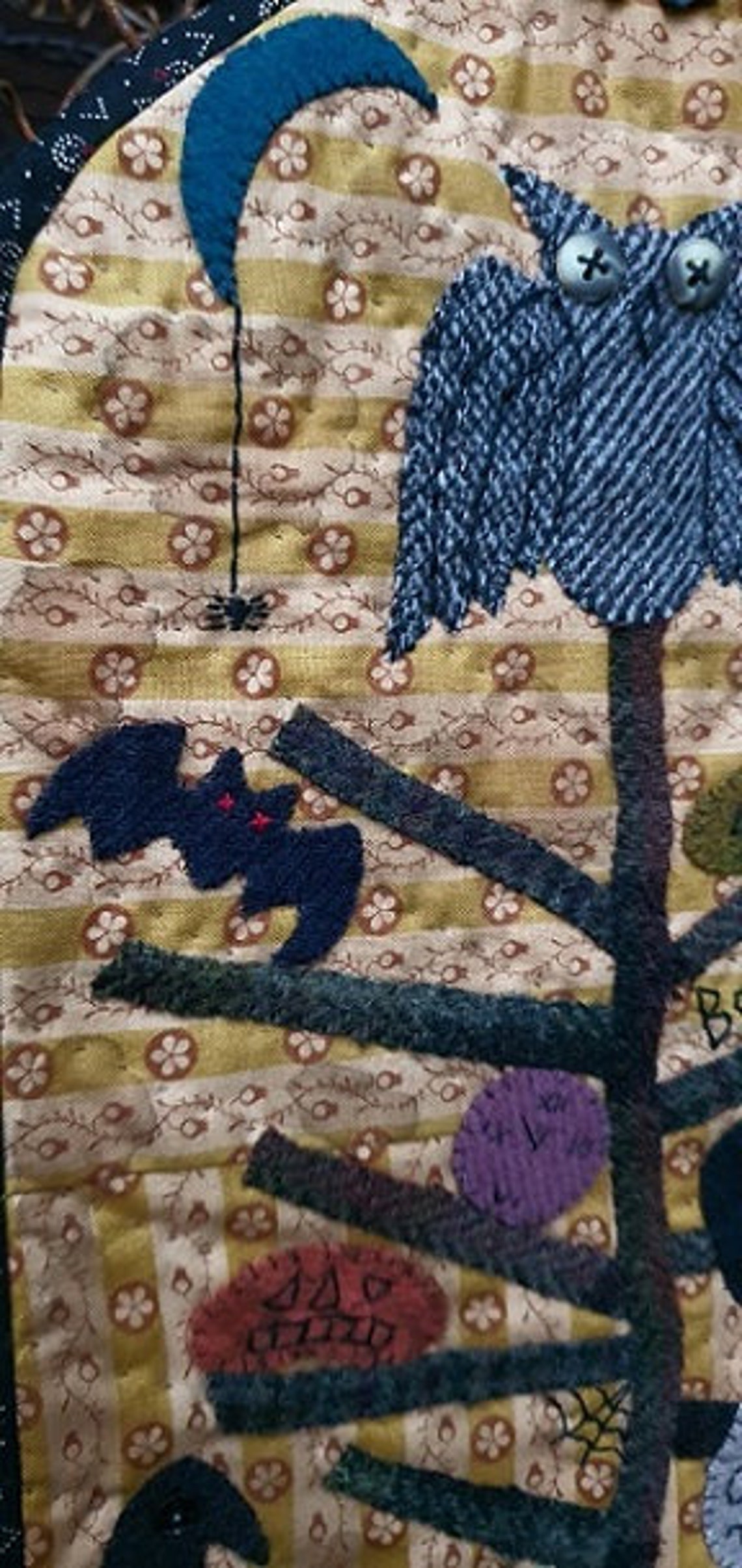 PDF Downloadable Pattern Prim Halloween Wool Appliqué Wall Hanging ...