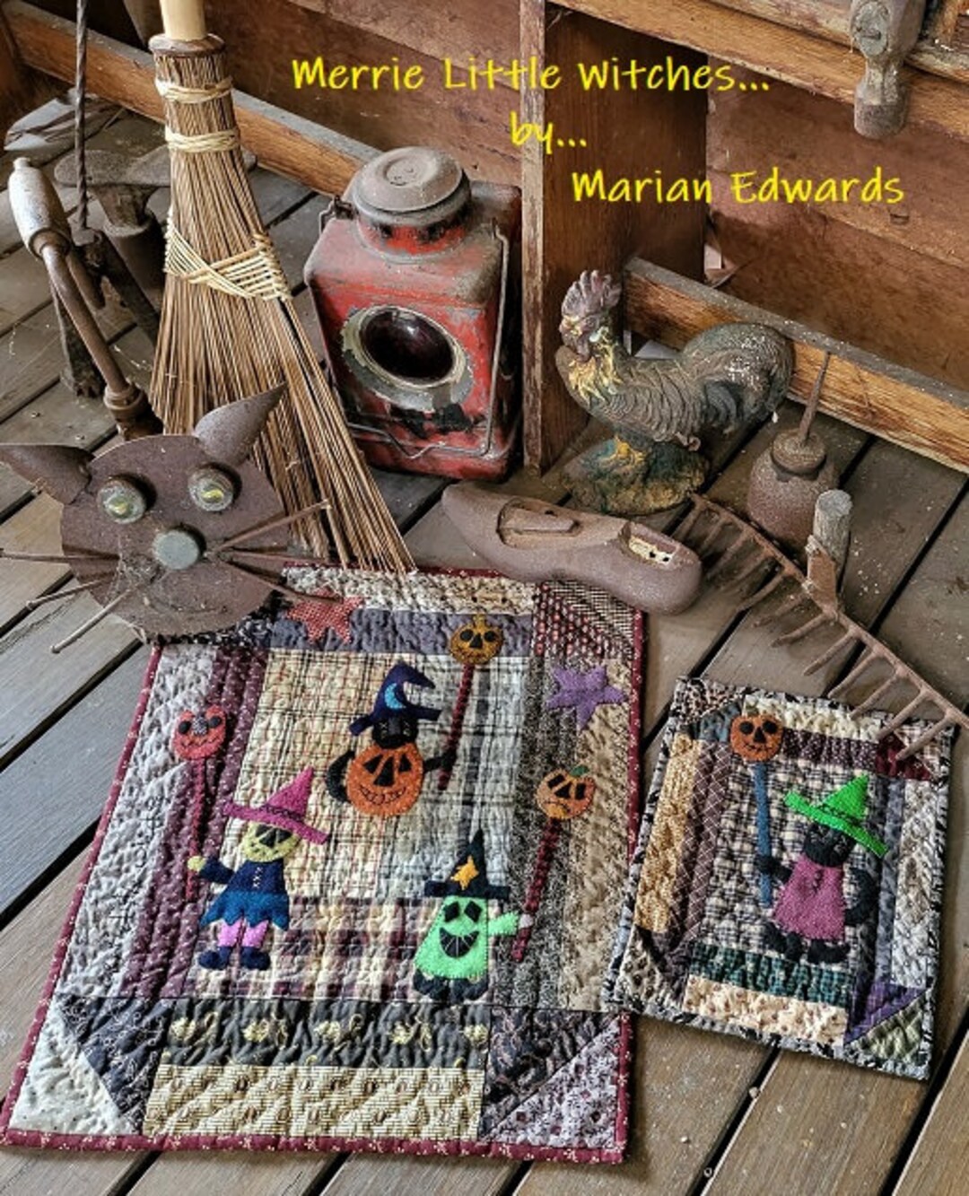 PDF Downloadable Pattern Prim Whimsical Wool Appliqué Halloween Quilts ...