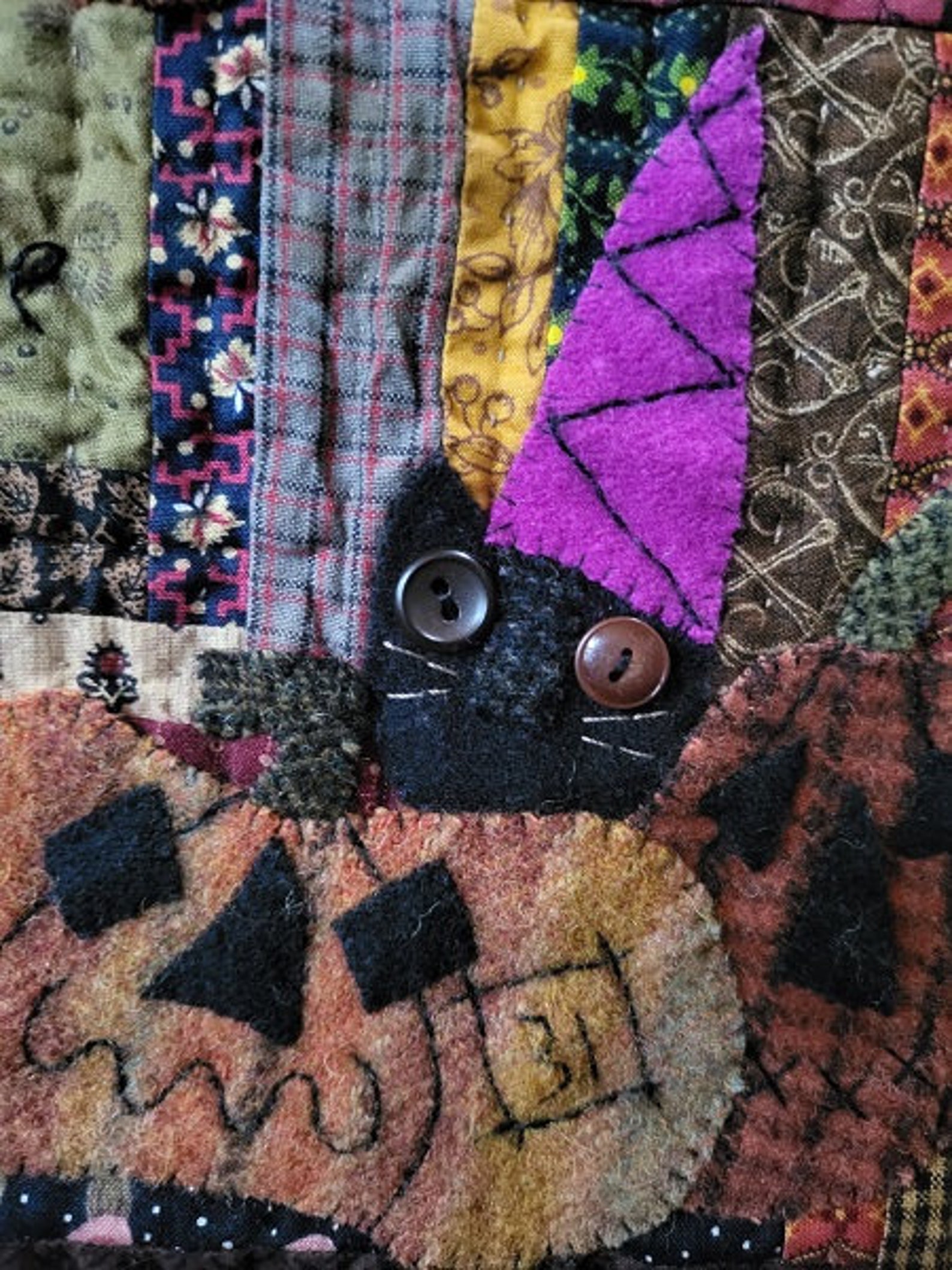 PDF Downloadable Pattern Prim Halloween Wool Appliqué Quilt Wall ...