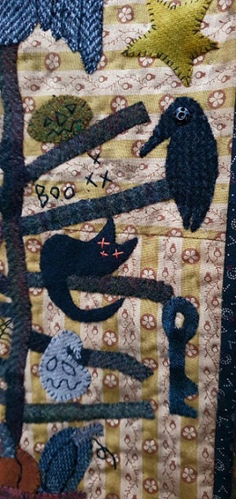 PDF Downloadable Pattern Prim Halloween Wool Appliqué Wall Hanging ...